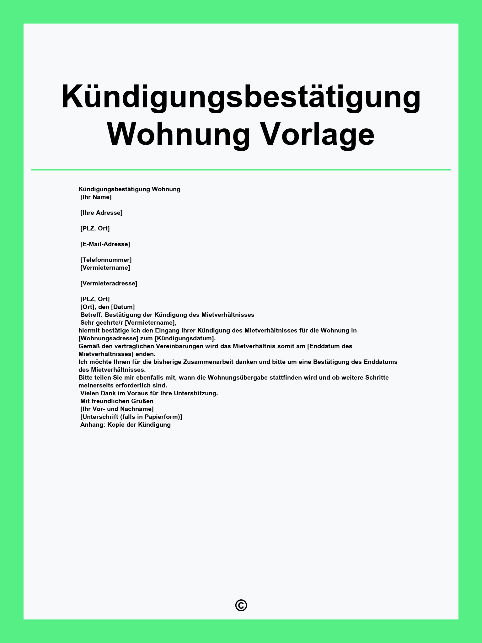 Muster Kã¼ndigungsbestãtigung Wohnung